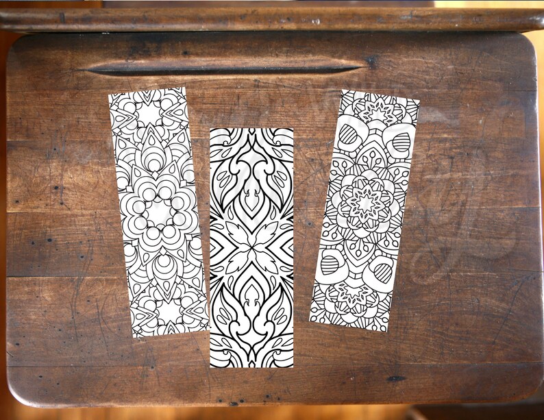 Set of 6 Printable Bookmarks to Color Yourself - 2x6: Cool Floral ...