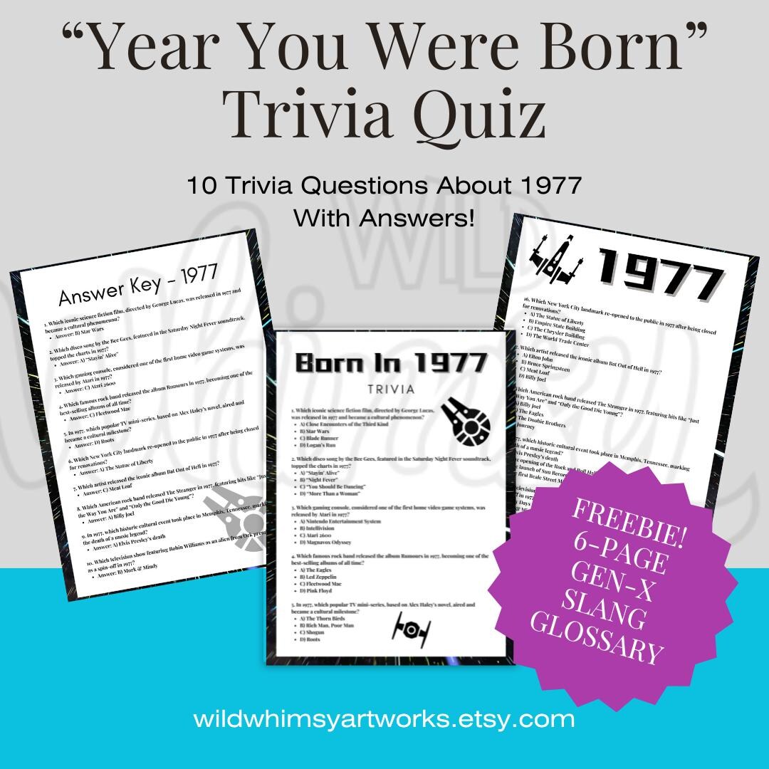 1977 Trivia: Gen-x Birthday Party Game (digital Download) - Etsy