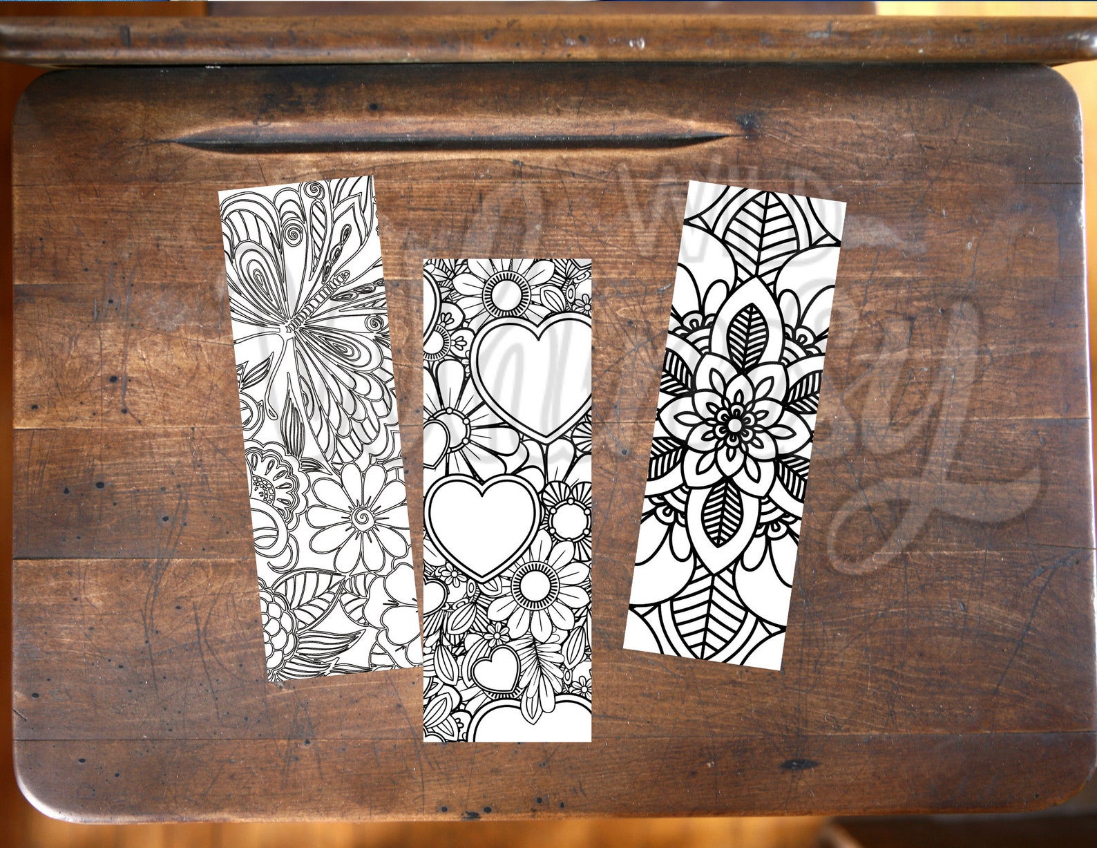 Set of 6 Printable Bookmarks 2x6: Color Yourself Floral Designs 1 ...