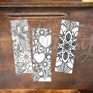 Set of 6 Printable Bookmarks 2x6: Color Yourself Floral Designs 1 ...