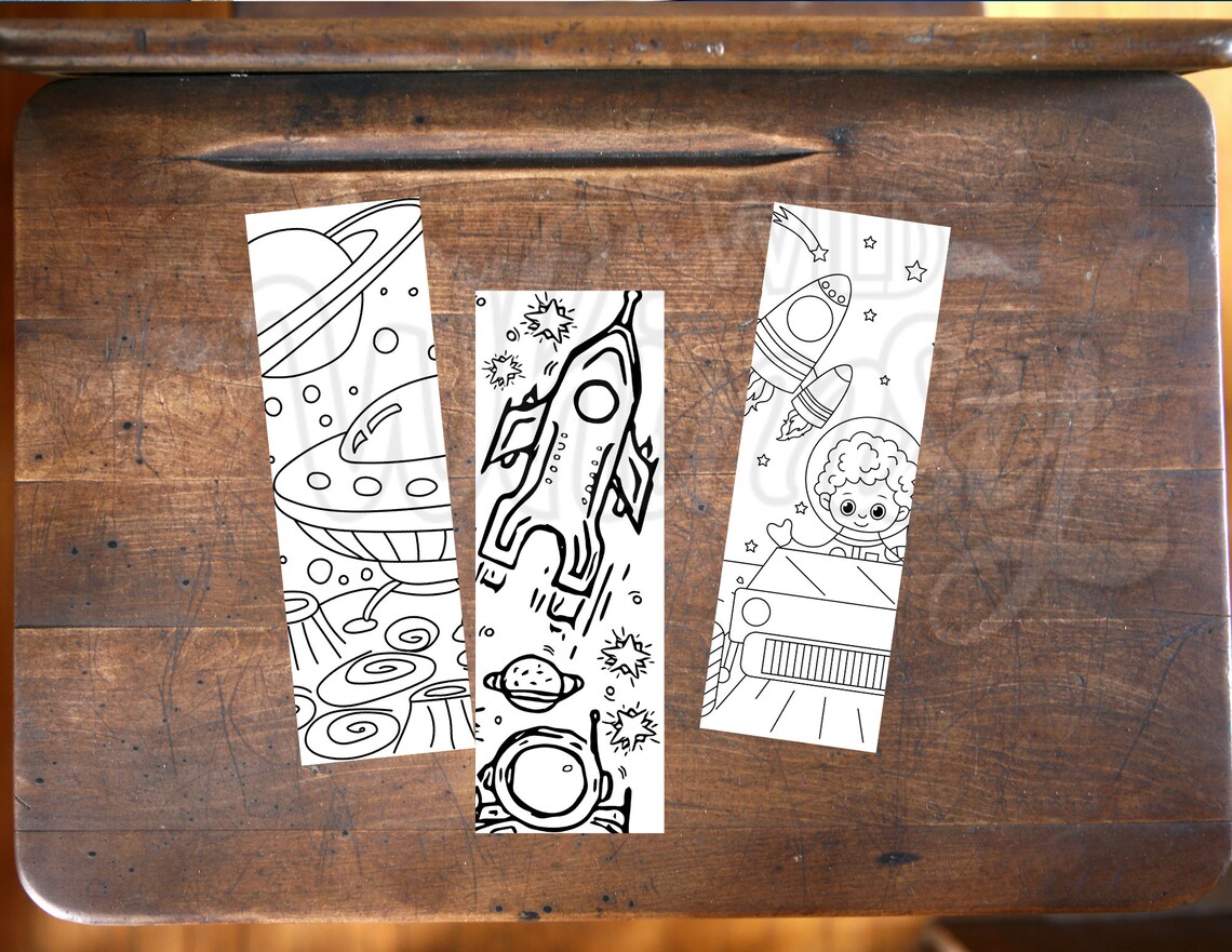 Space Coloring Bookmarks: Astronauts, Planets, Rockets (digital ...