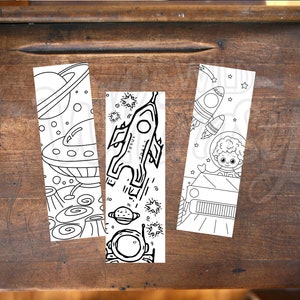 Space Coloring Bookmarks: Astronauts, Planets, Rockets (digital ...