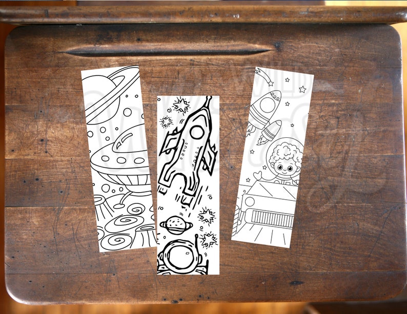 Space Coloring Bookmarks: Astronauts, Planets, Rockets (digital ...