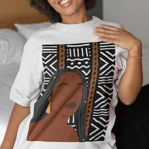 Afro Braided Woman Tshirt/african Print 100% Cotton / Unisex Tee/ Black ...