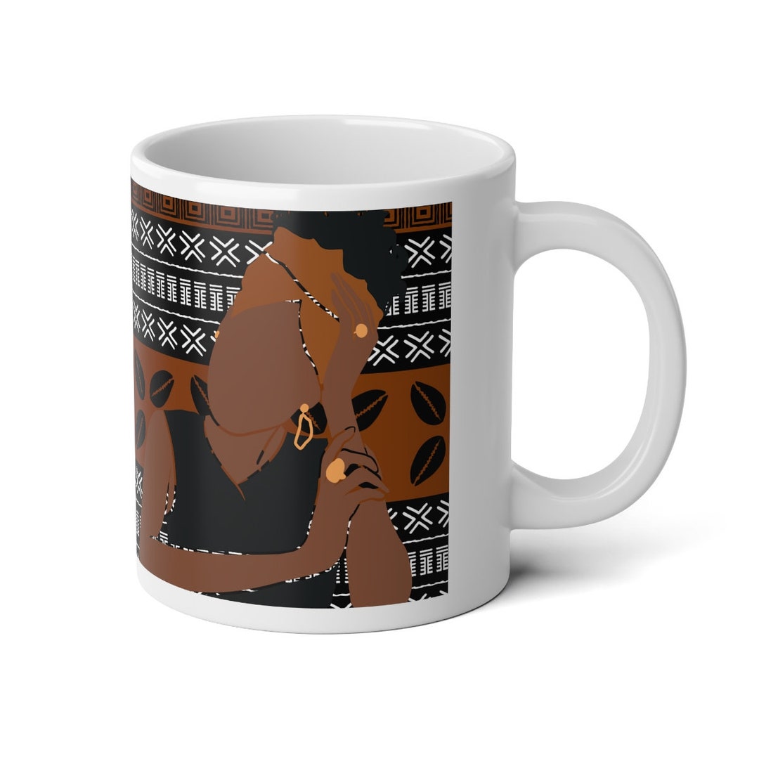 African Print Mug/ Unique Coffee Mugs/ Black Art Mug/ Gift for Her ...