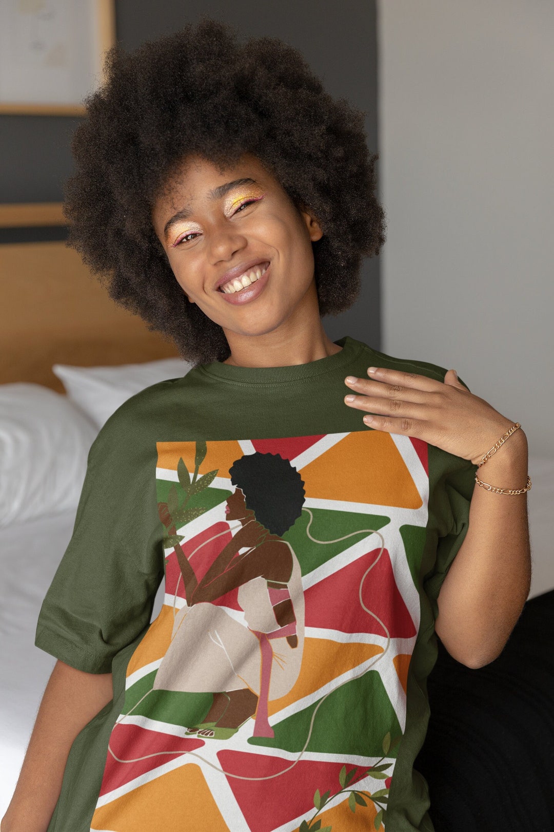 Afro Woman Tshirt/african Print 100% Cotton / Unisex Tee/ Black Woman ...