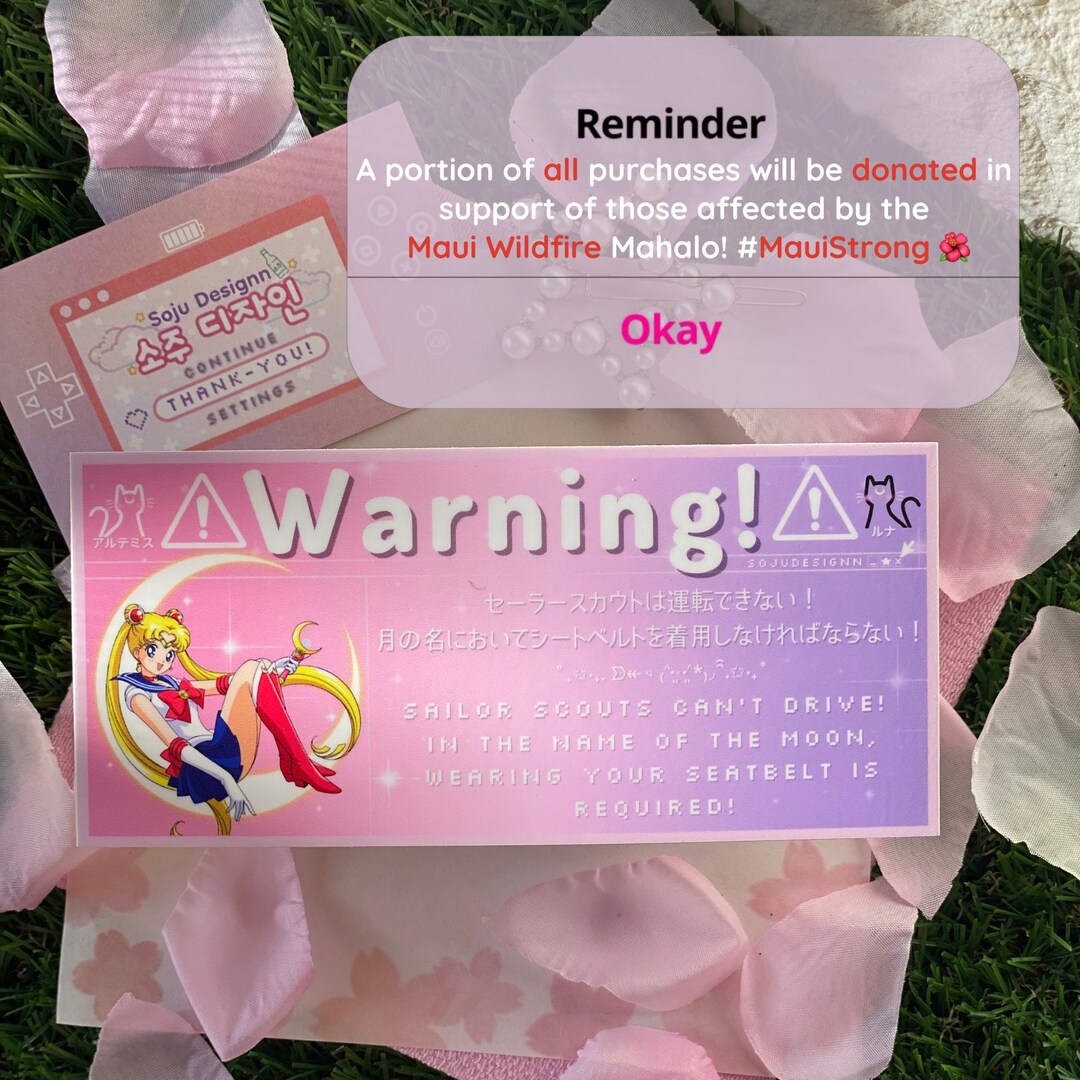 Kawaii Sailor Moon Usagi Scout Anime Car Visor Warning/ Car Label ...