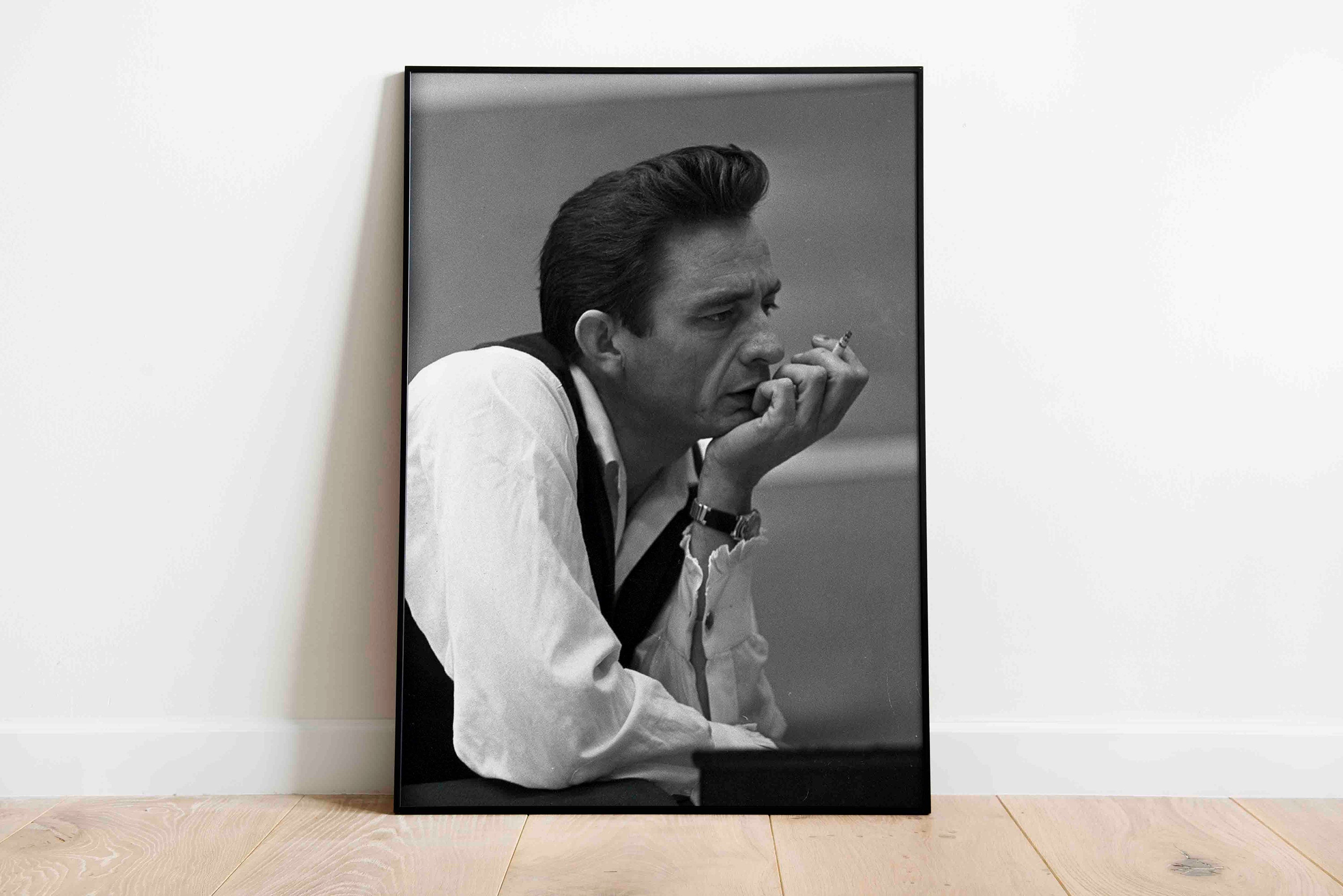 Johnny Cash Black And White Poster