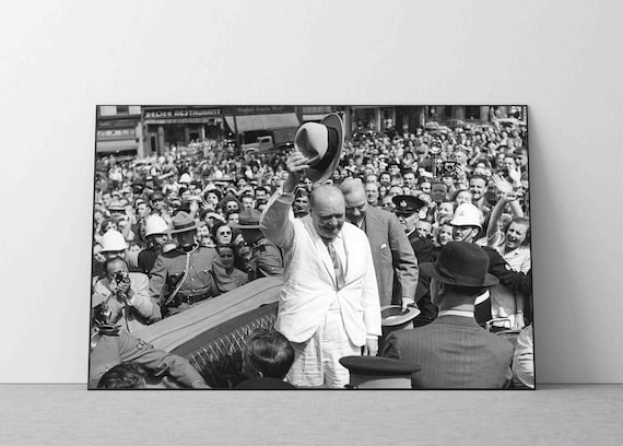 Winston Churchill Print Poster Vintage Black and White - Etsy