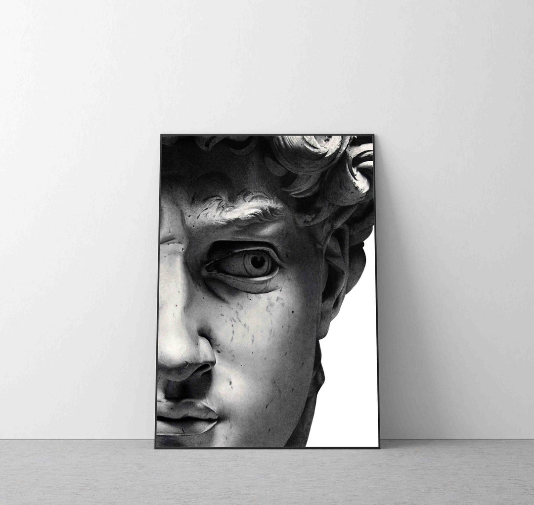 David of Michelangelo Renaissance Sculpture Print, Black and White Wall ...