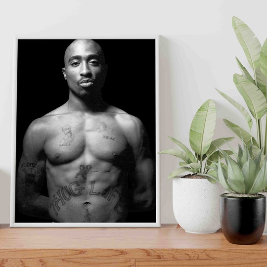 Tupac Shakur Print, black and white American rapper Hip hop Poster sold ...