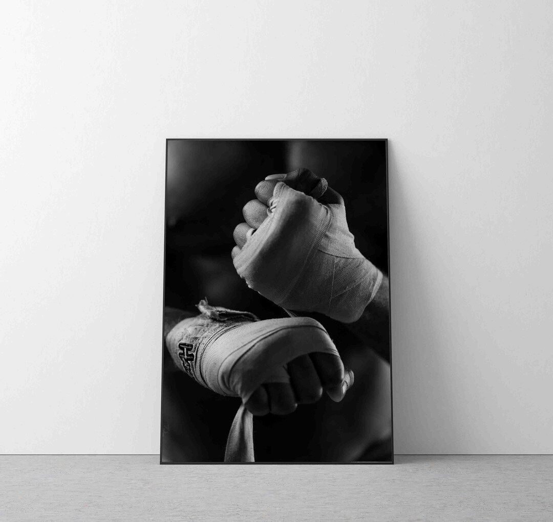 Wrapping Hands Fighting Boxer Boxing Gloves Poster Print, Black White ...