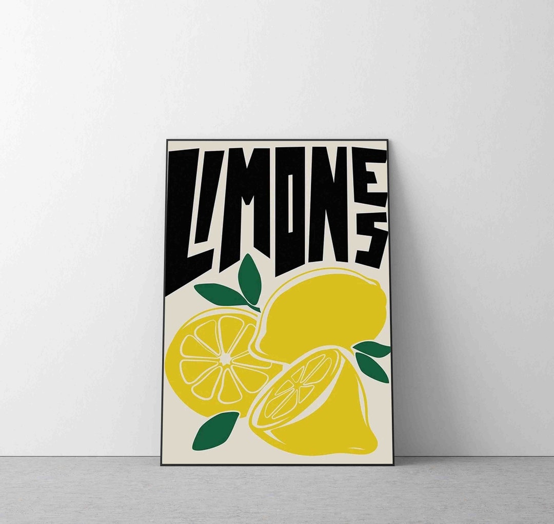 Lemons Vintage Retro Poster, Kitchen Decor, Wall Art Home Decor ...
