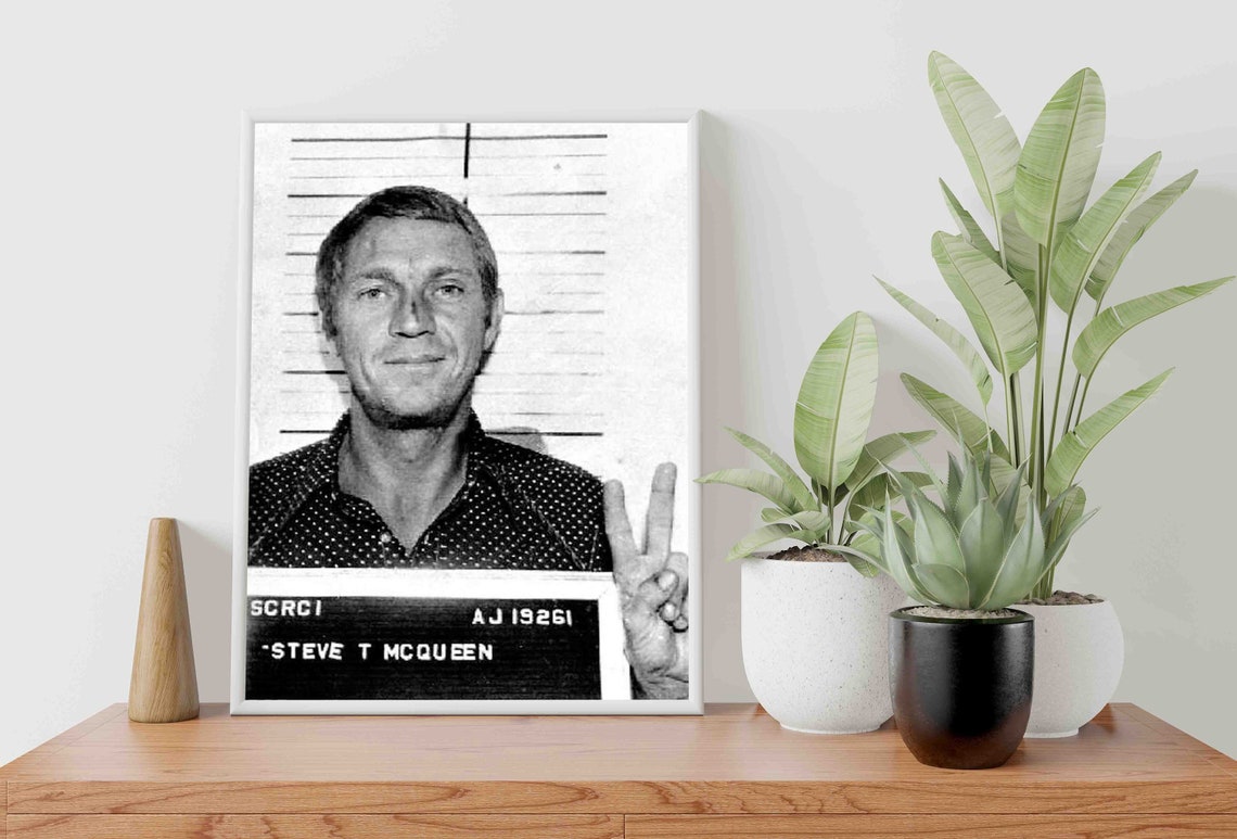 Steve Mcqueen Mugshot Celebrity Poster Print Wall Art Decor - Etsy