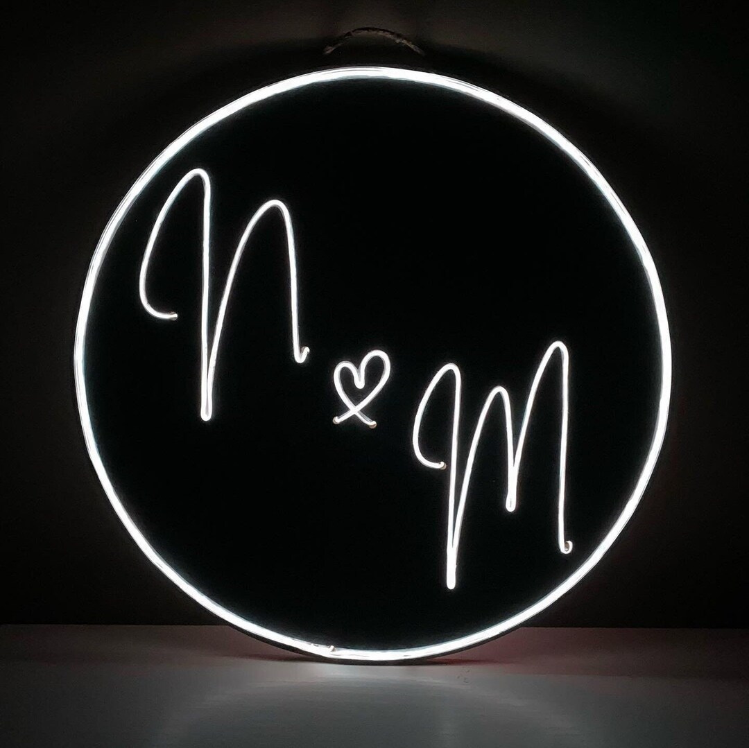 Custom Initials Neon Signs With Heart, Wedding Neon Sign for Reception ...