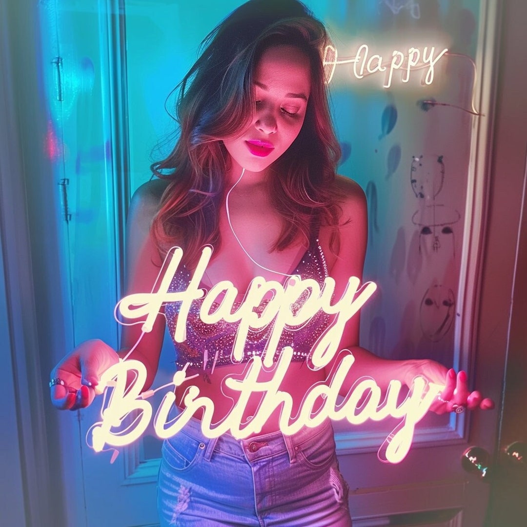 Neon Sign Custom Name, Happy Birthday Led Neon Light, Personalized ...