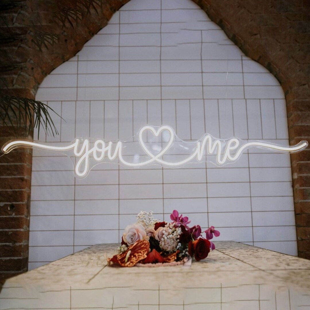 Custom Wedding Initials Neon Sign, Minimalist You and Me Wedding Art ...