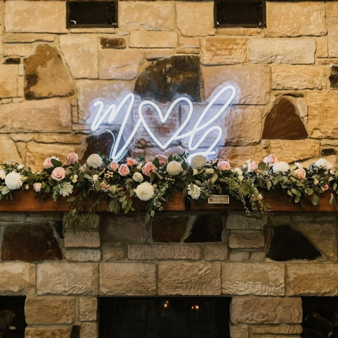 Custom Initials Heart Neon Wedding Sign, Personlized Initials Neon Sign ...