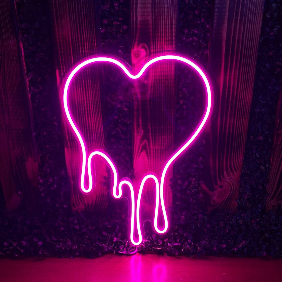 Dripping Heart Neon Sign Bleeding Heart Neon Sign Melting - Etsy