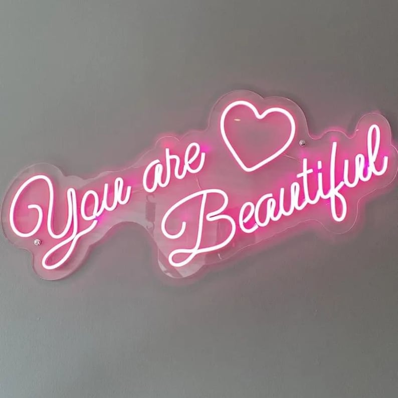 You Are Beautiful Custom Neon Sign With Heart Personalized - Etsy