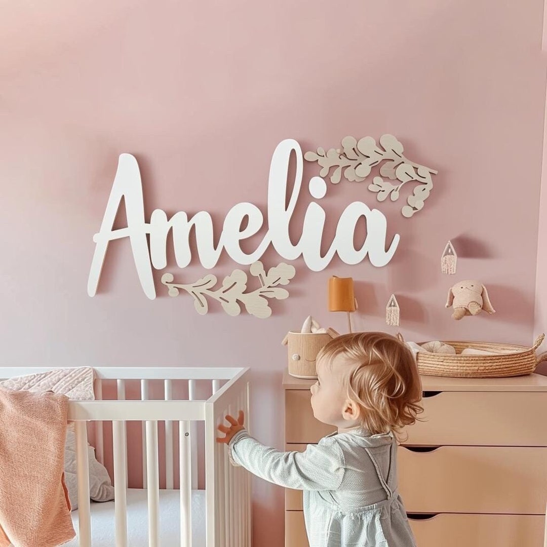 Custom Name Sign, Personalized Wooden Kids Name Sign for Nursery ...