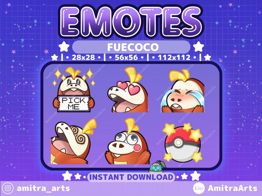 Pokemon Scarlet and Violet FUECOCO SET of 6 EMOTES Pick Me - Etsy