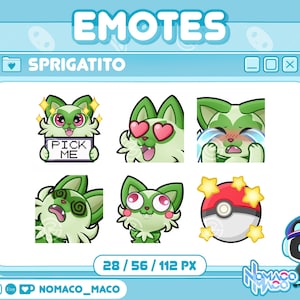 Pokemon Scarlet and Violet SPRIGATITO SET of 6 EMOTES, Pick Me, Heart ...