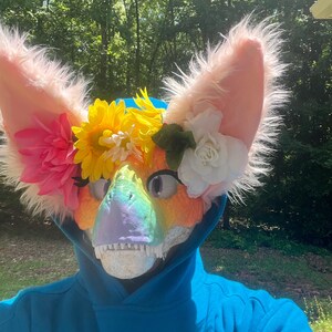 Rainbow Dino Mask Fursuit With Ears - Etsy