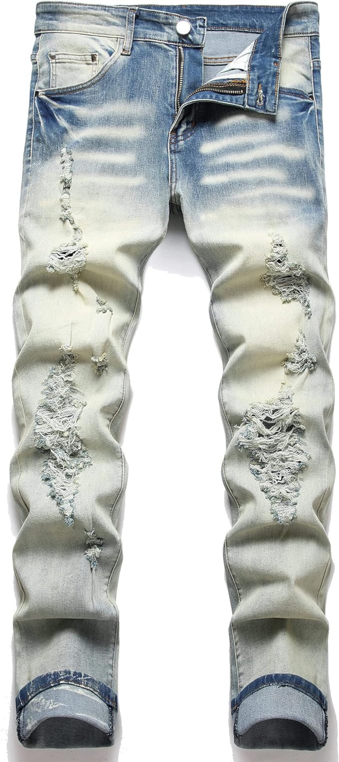 Men's Ripped Jeans Bleached, Distressed, Destroyed, Slim Fit, Gift ...