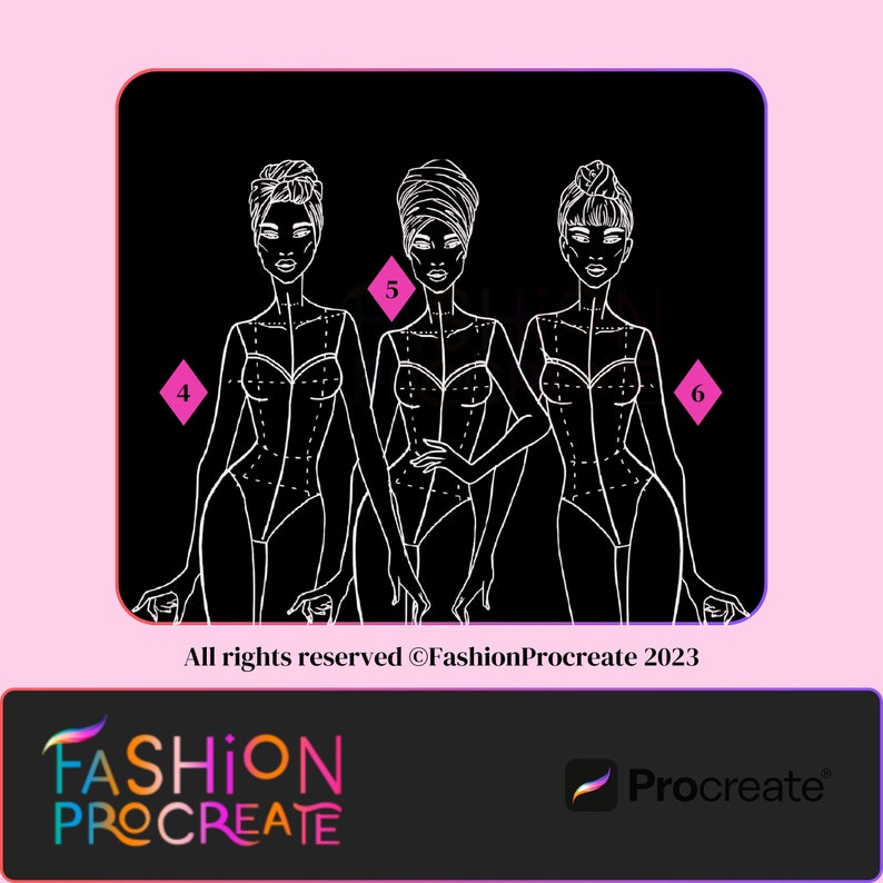 15 Procreate Fashion Figure Template Stamps With Stylish Head Wraps ...