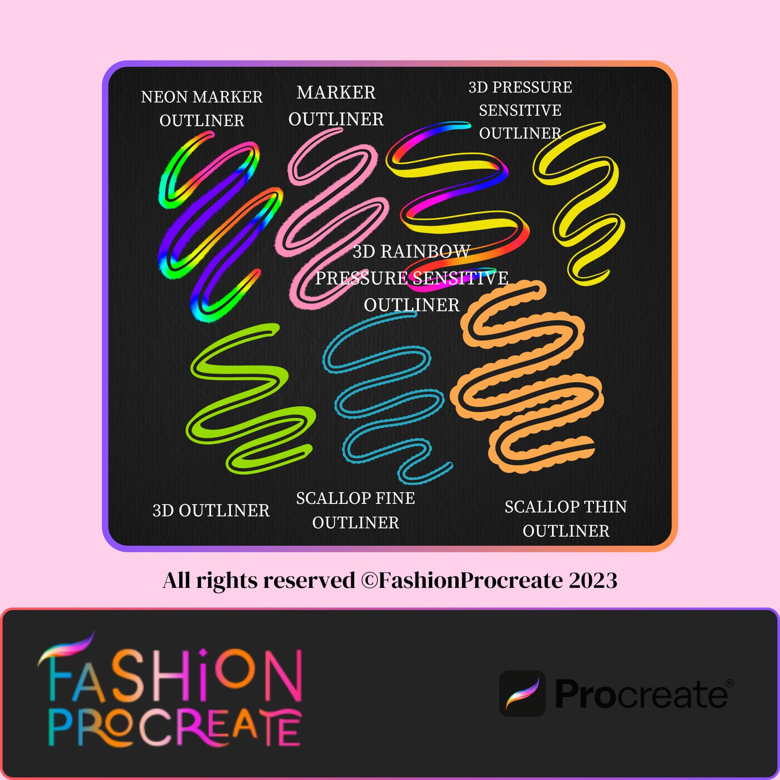 49 Outline Brushes for Procreate| Mono Outline| Multi Line Brush ...