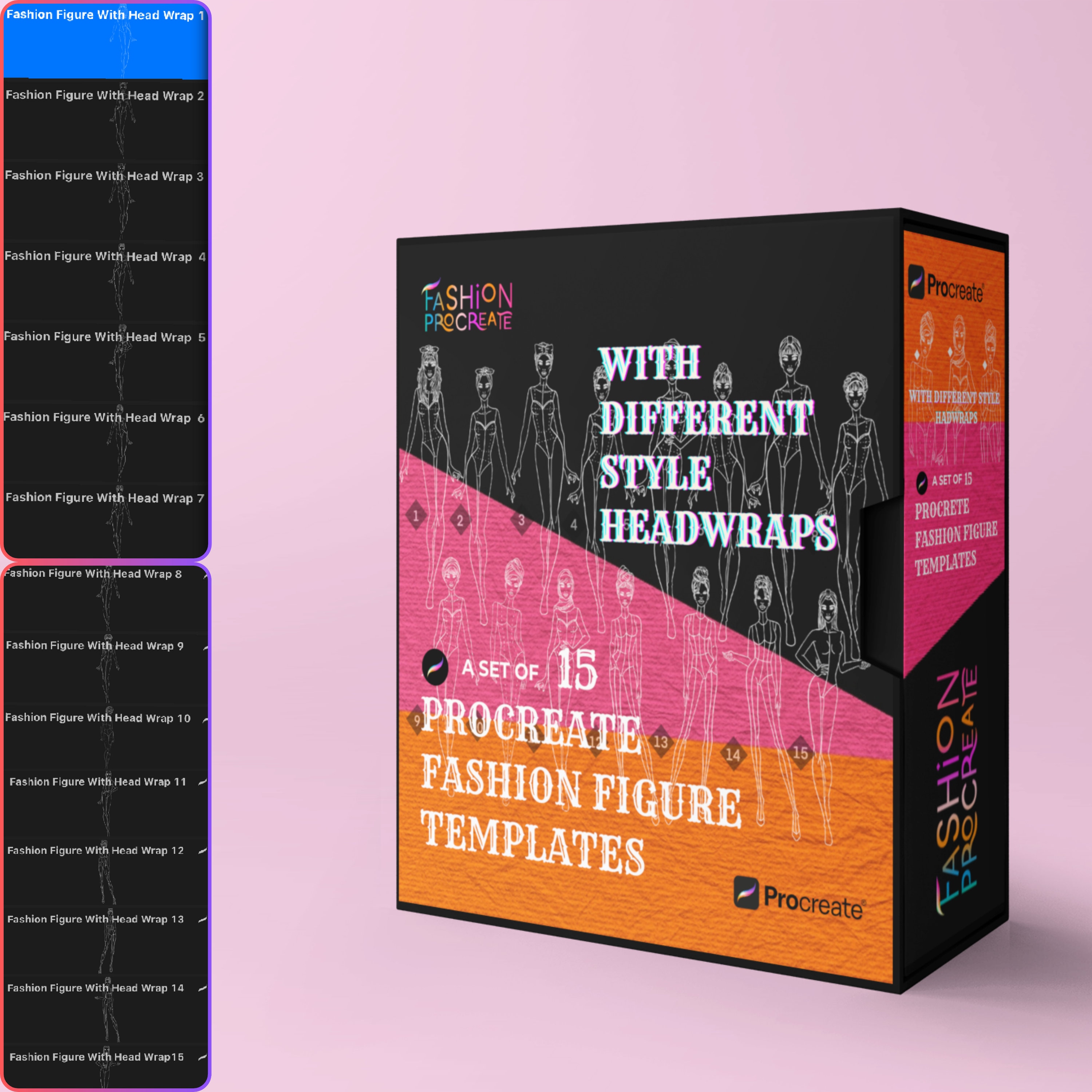 15 Procreate Fashion Figure Template Stamps With Stylish Head Wraps ...