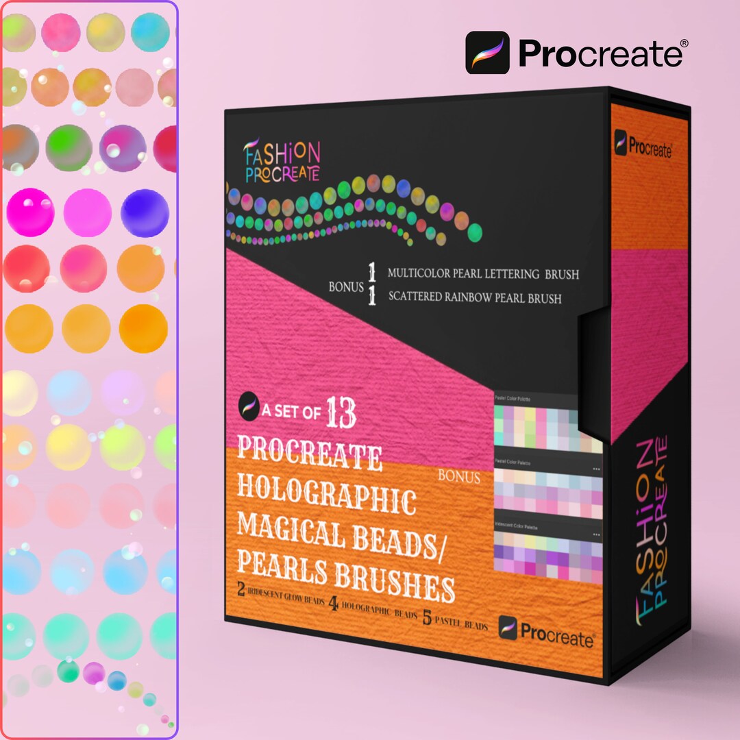 Holographic Bead Procreate Brushes-iridescent Brushes Procreate-procreate Pearl Brushes ...