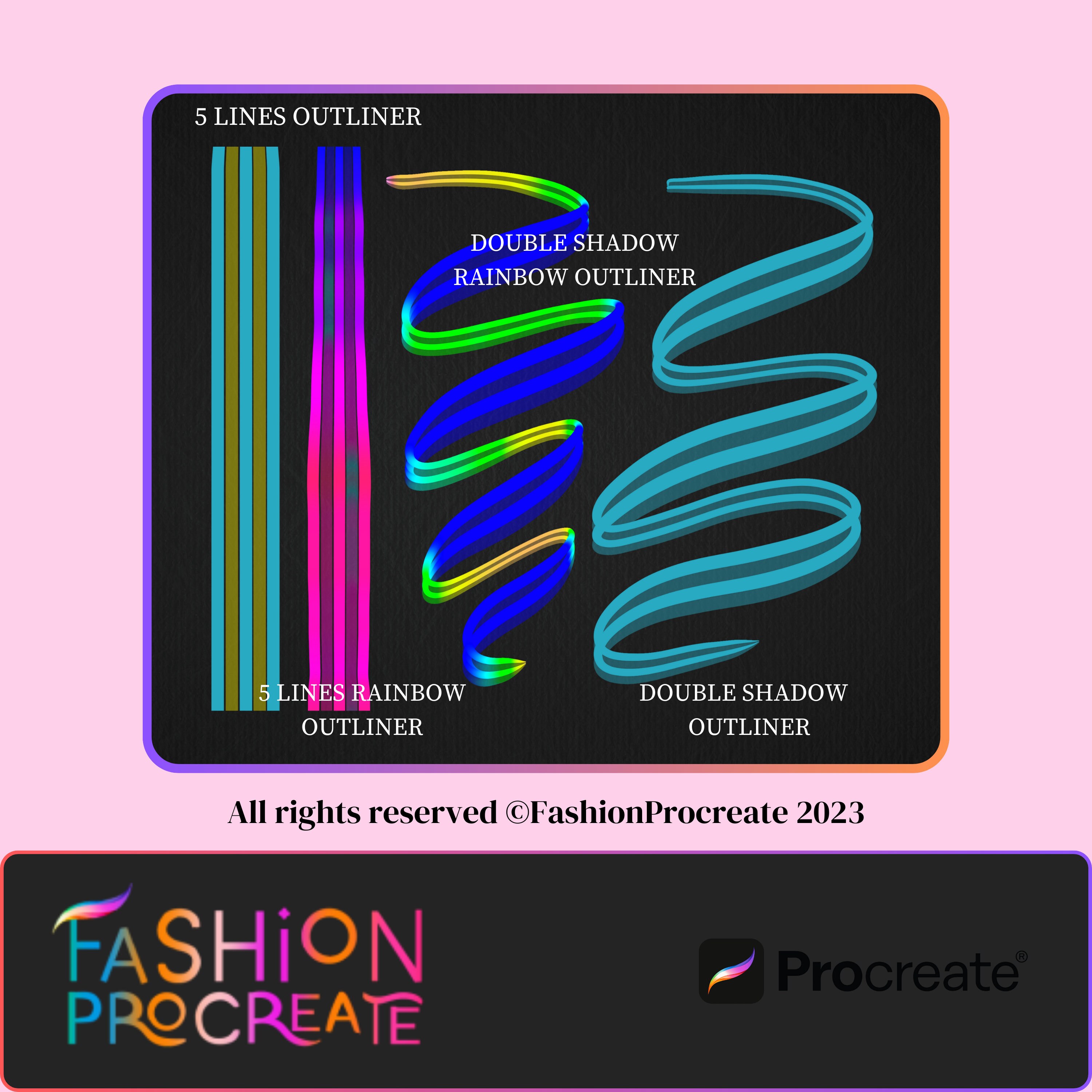 49 Outline Brushes for Procreate| Mono Outline| Multi Line Brush ...