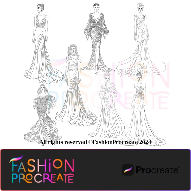 20 Dress Stamps for Procreate | Procreate Fashion Dresses | Procreate ...