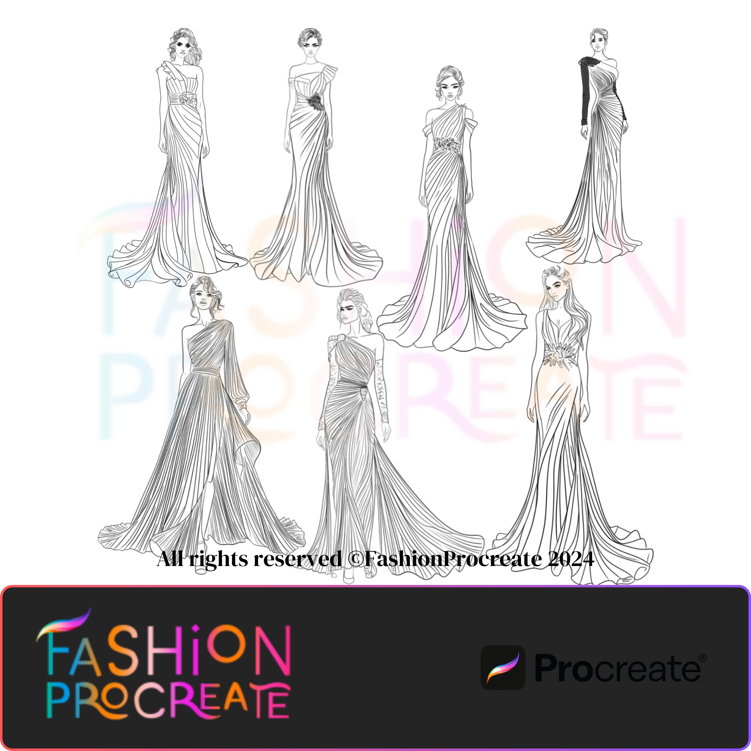 20 Dress Stamps for Procreate | Procreate Fashion Dresses | Procreate ...