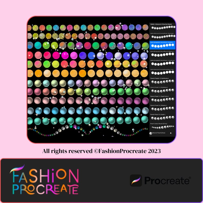 Holographic Bead Procreate Brushes-iridescent Brushes Procreate-procreate Pearl Brushes ...