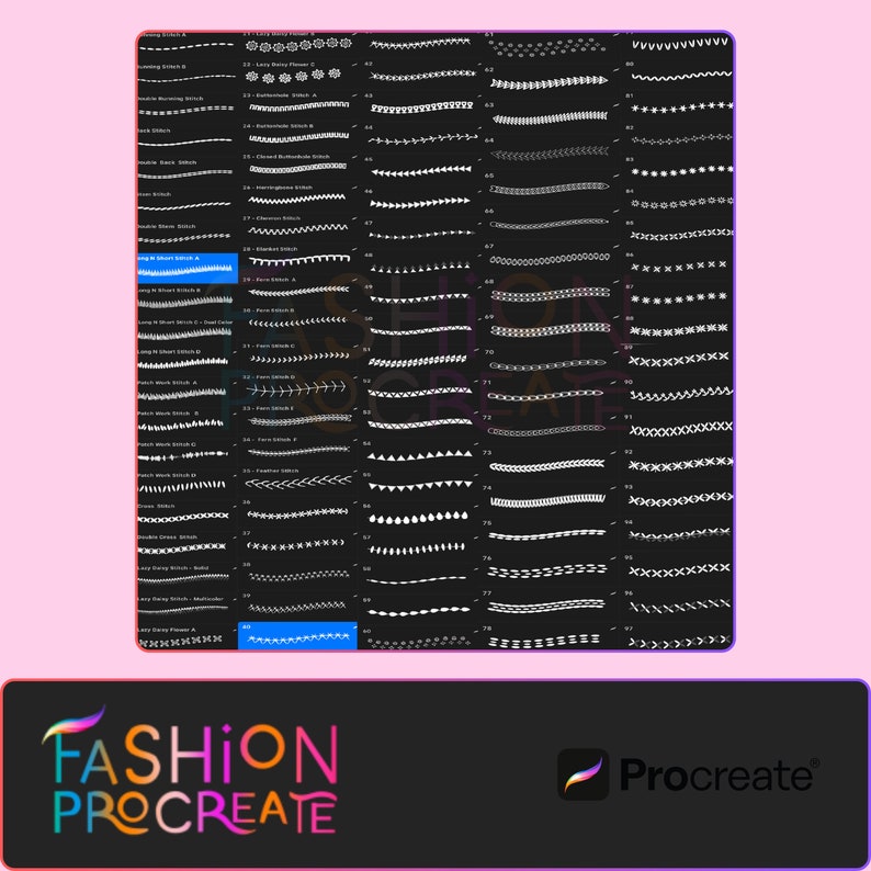 97 Procreate Embroidery Brushes, Embroidery Stitches for Procreate ...
