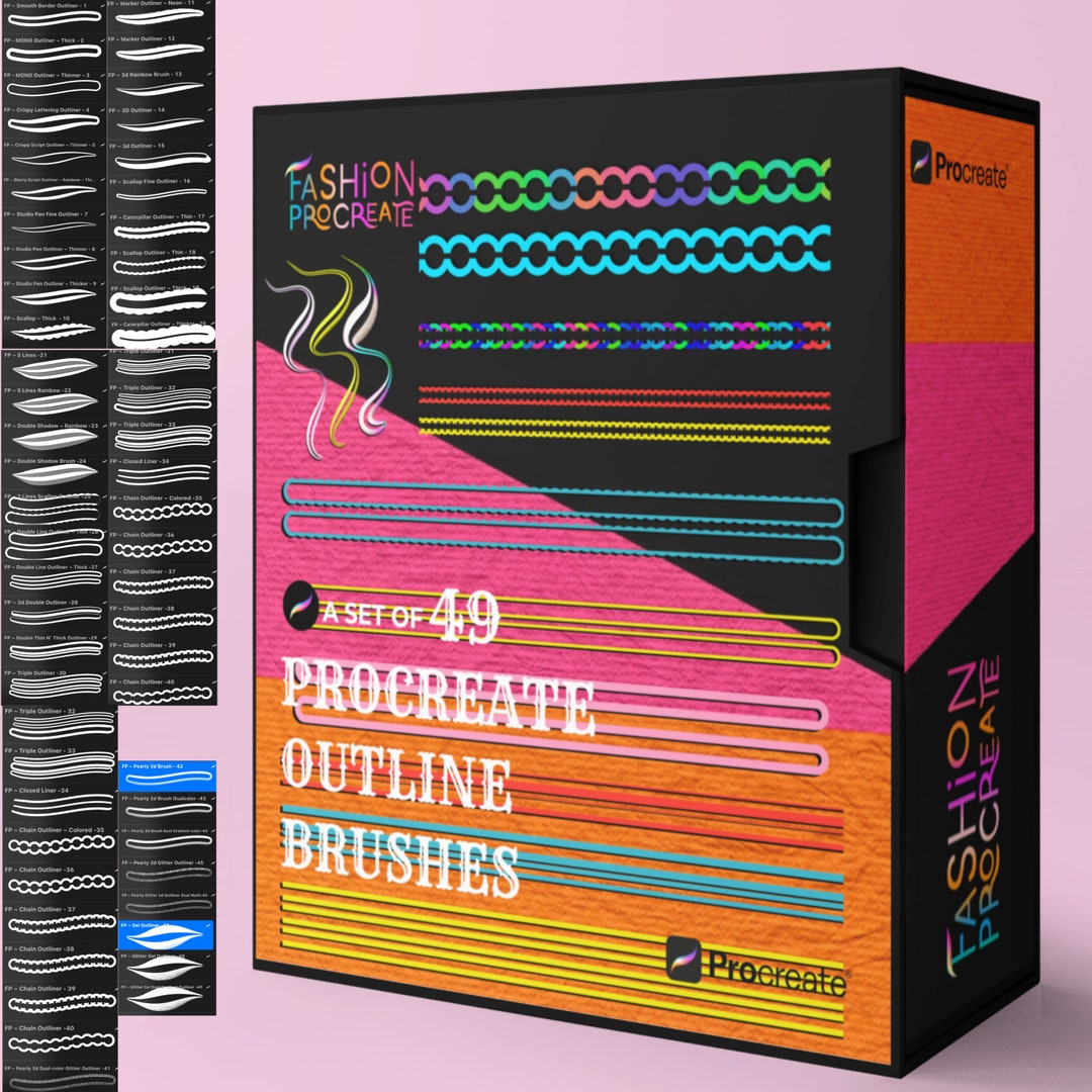 49 Outline Brushes for Procreate| Mono Outline| Multi Line Brush ...