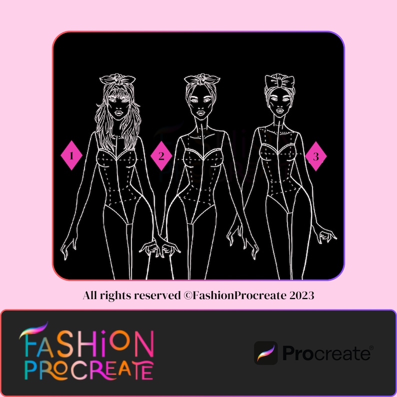 15 Procreate Fashion Figure Template Stamps With Stylish Head Wraps ...