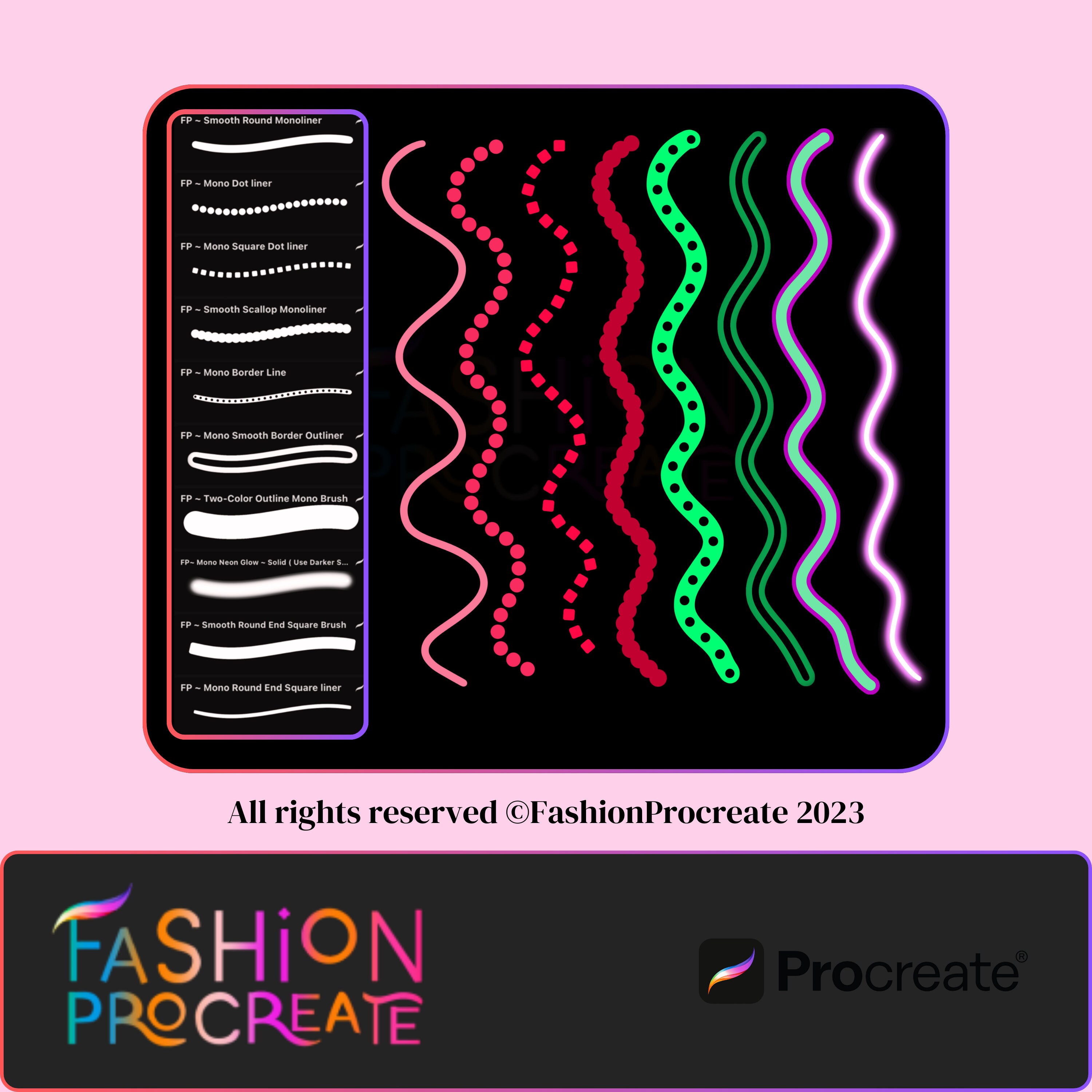 30 Monoline Procreate Brush Set for Hand Lettering & Illustration ...