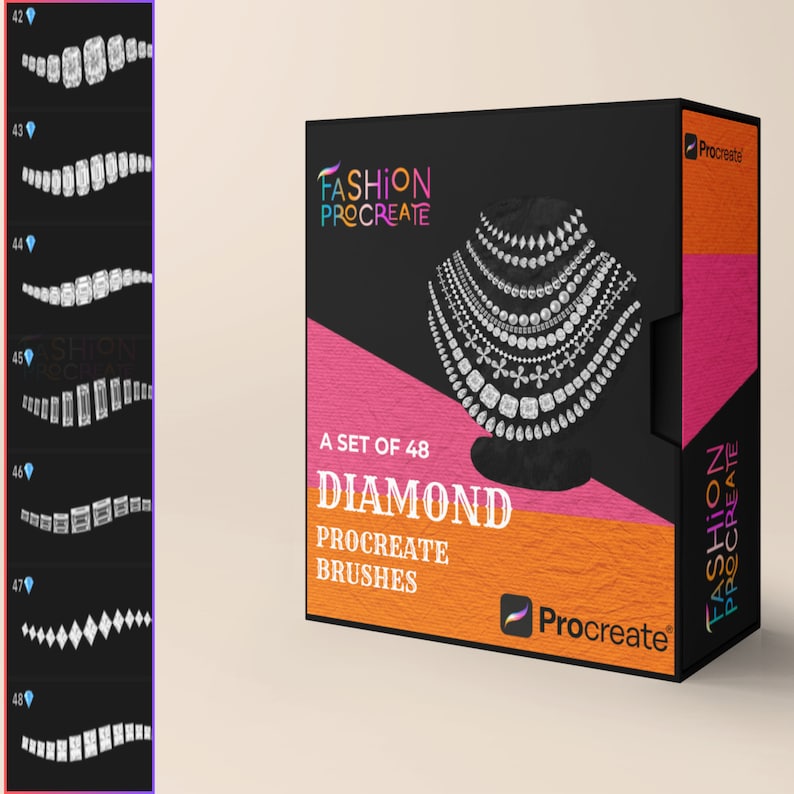 48 Diamond Brush Pack for Digital Art, Fashion, Jewelry, Greeting Card ...