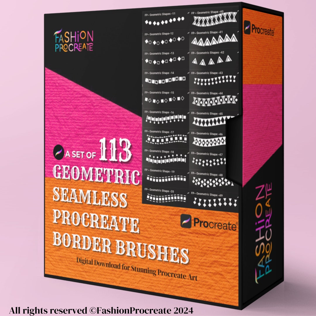 113 Geometric Seamless Procreate Border Brushes | Digital Download ...