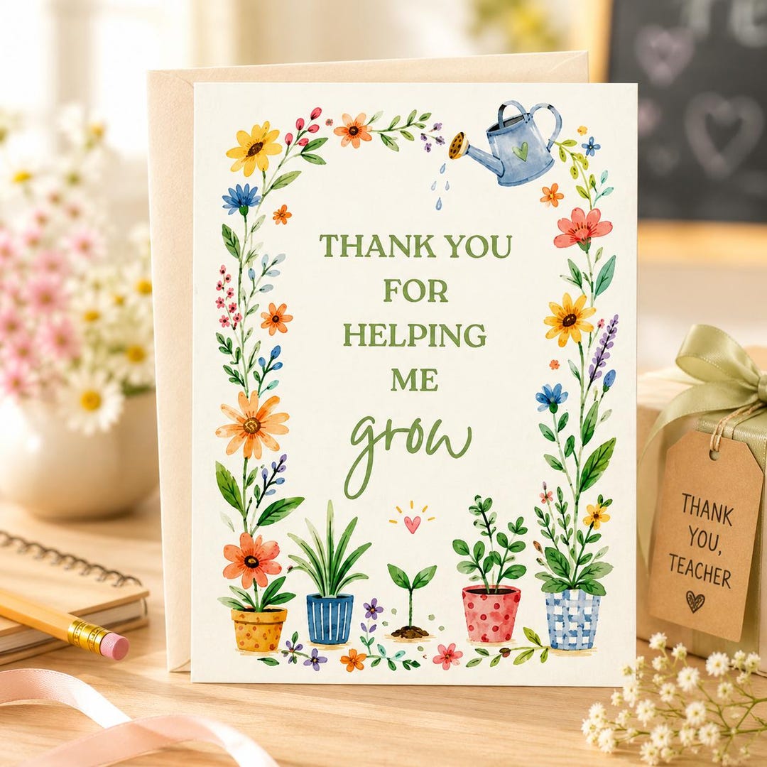 Teacher Thank You Card Template, Editable Canva Teacher Appreciation ...