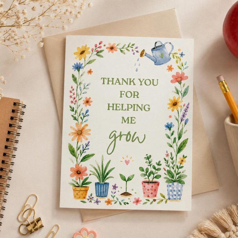 Teacher Thank You Card Template, Editable Canva Teacher Appreciation ...