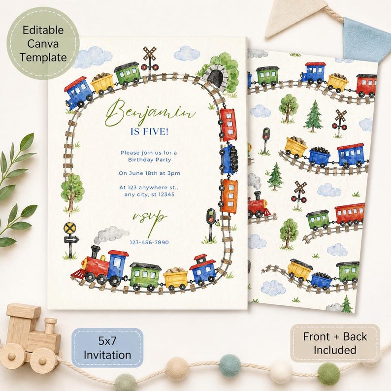 Train Birthday Invitation Template, Boys Train Birthday Invite ...