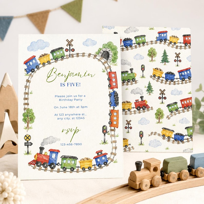 Train Birthday Invitation Template, Boys Train Birthday Invite ...