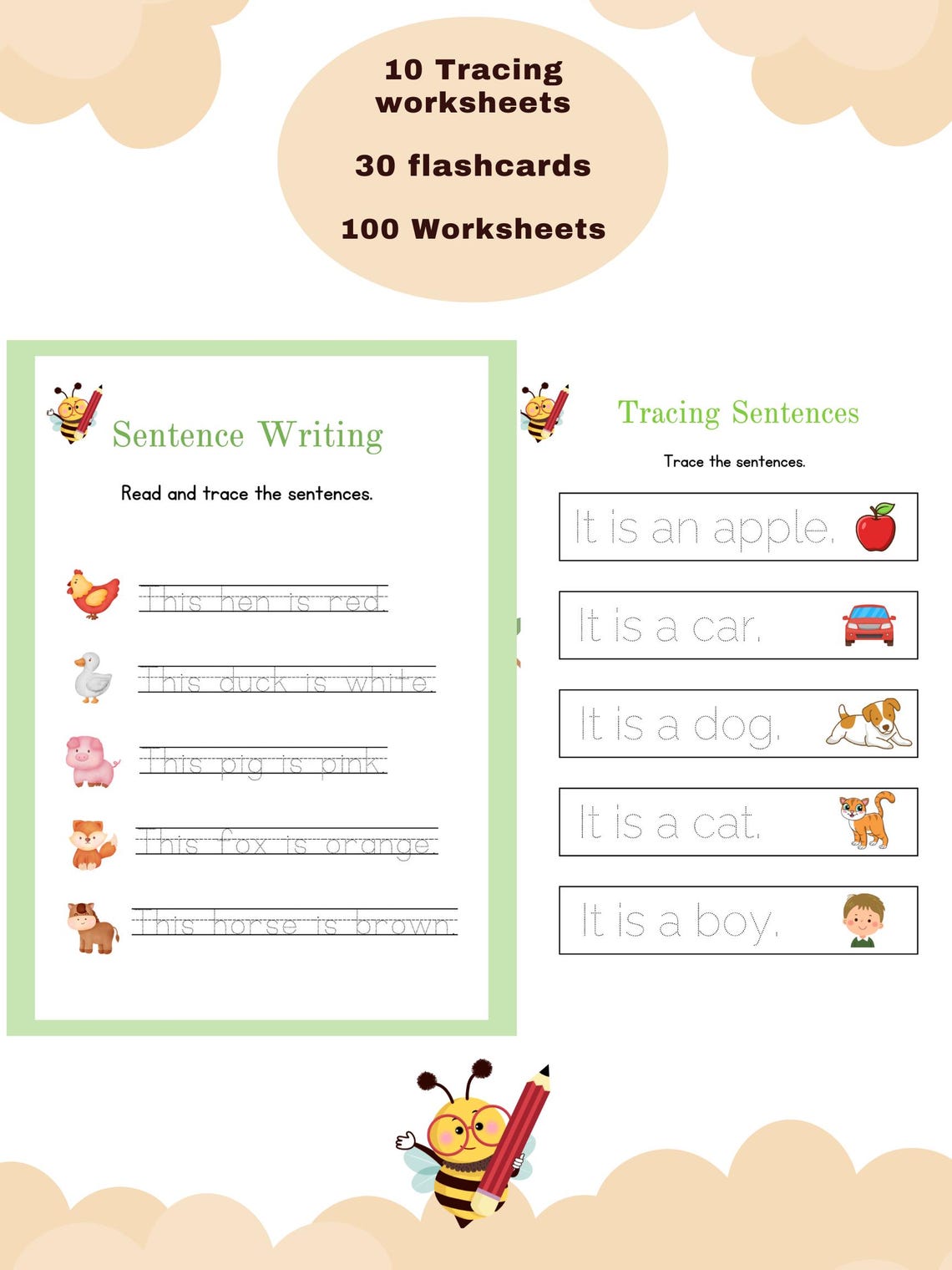 Pre-k + Kindergarten Worksheet | +100 Pages Printable Activity ...