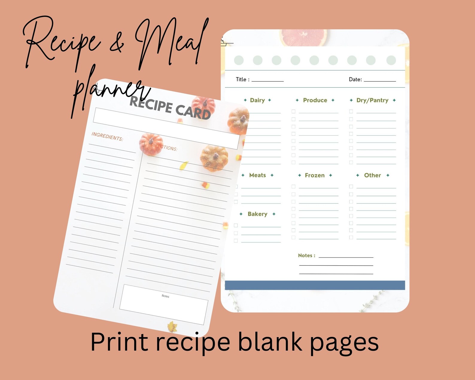 Printable Blank Recipe Planner Weekly Meal Planner Recipe - Etsy