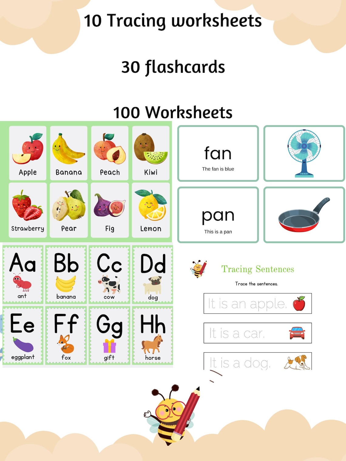 Pre-k + Kindergarten Worksheet | +100 Pages Printable Activity ...